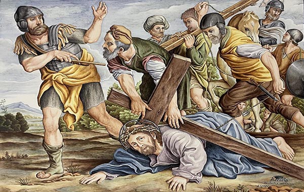 The Fifth Station of the Via Crucis: Simon Helps Jesus Carry the Cross ...